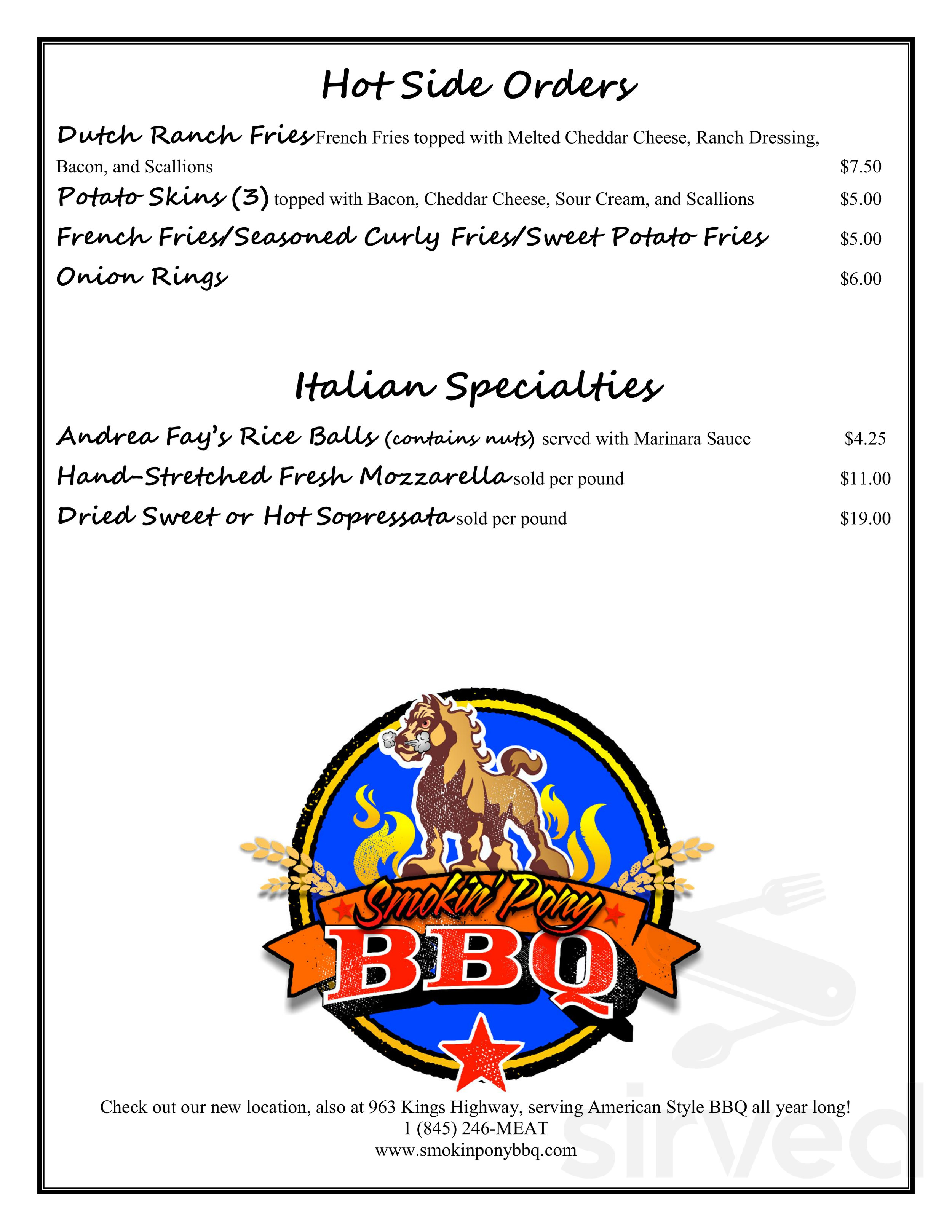 The Stone Pony Catering Co. menu in Saugerties, New York, USA