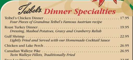 Menu for Teibel's Family Restaurant in Schererville, IN | Sirved