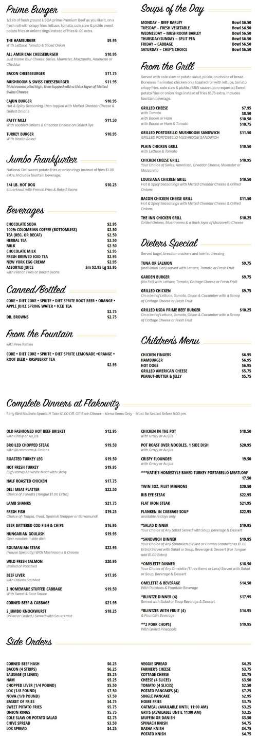 Flakowitz of Boynton menu in Boynton Beach, Florida, USA