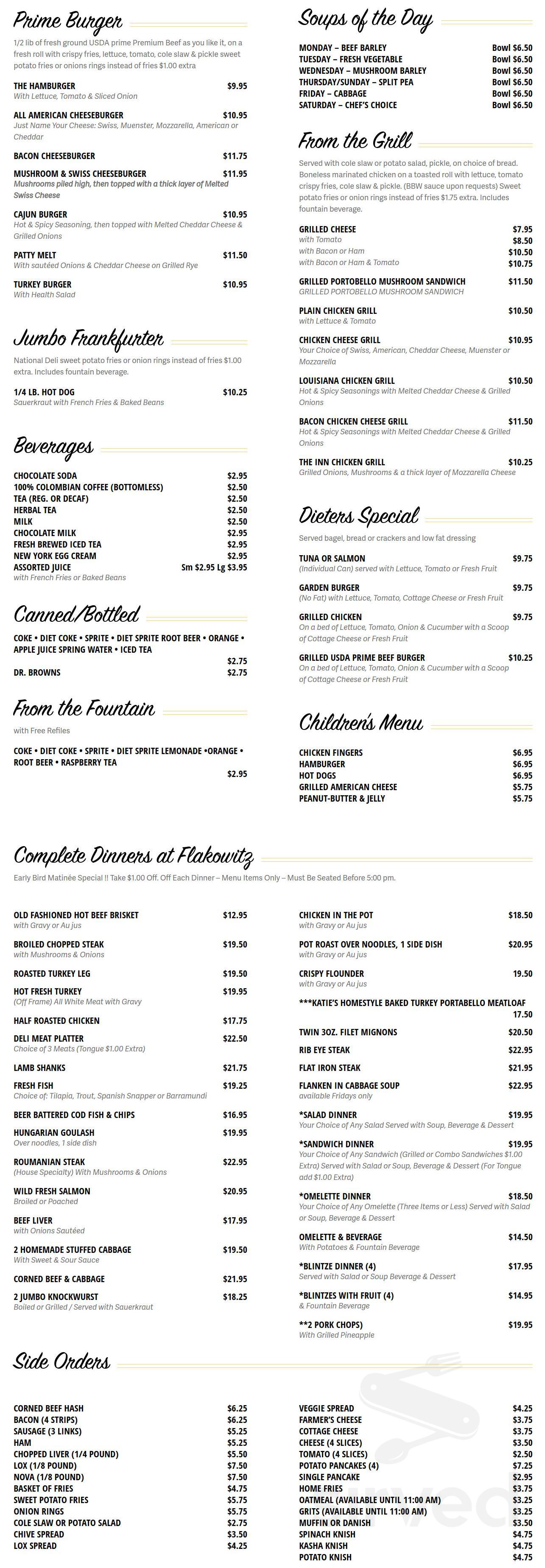 Flakowitz of Boynton menu in Boynton Beach, Florida, USA