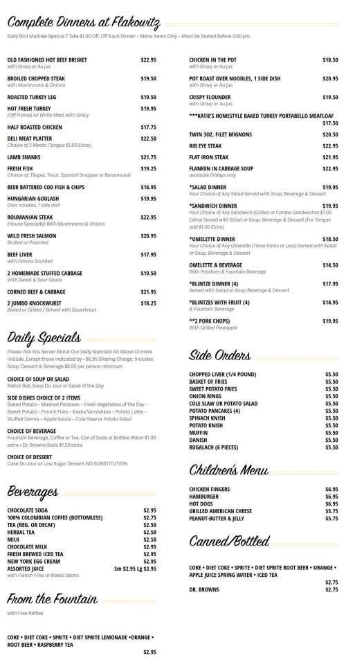 Flakowitz of Boynton menu in Boynton Beach, Florida, USA