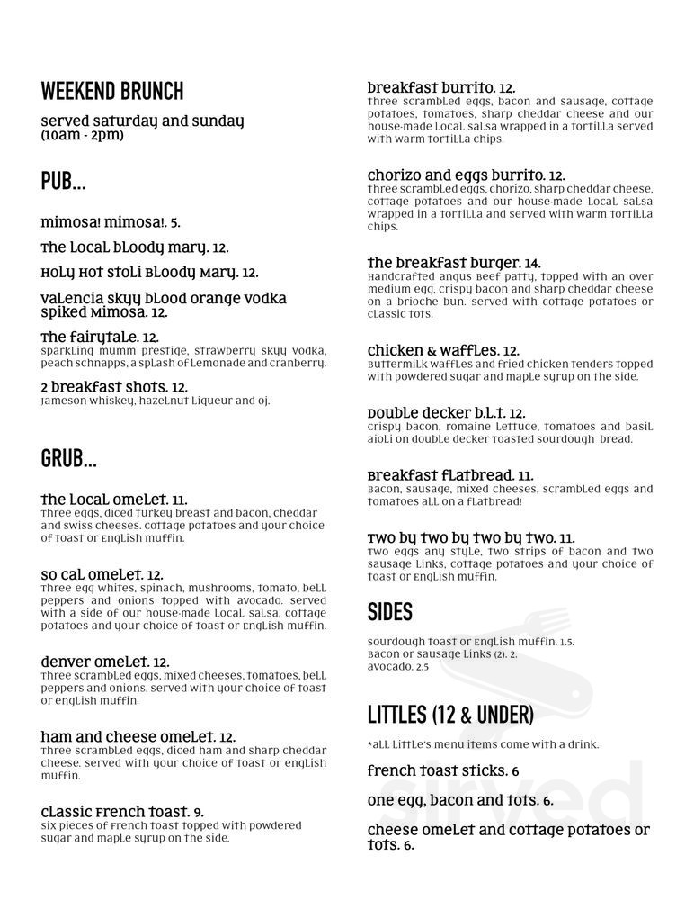 The LOCAL Pub & Grill menu in Stevenson Ranch, California, USA