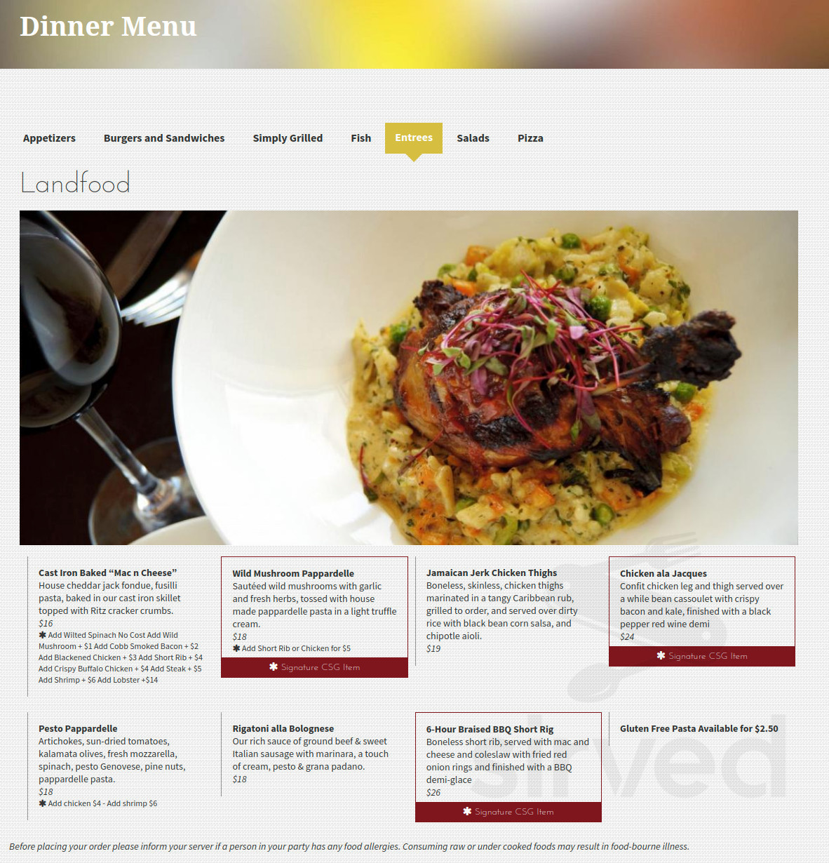 Center Square Grill menu in East Longmeadow, Massachusetts, USA