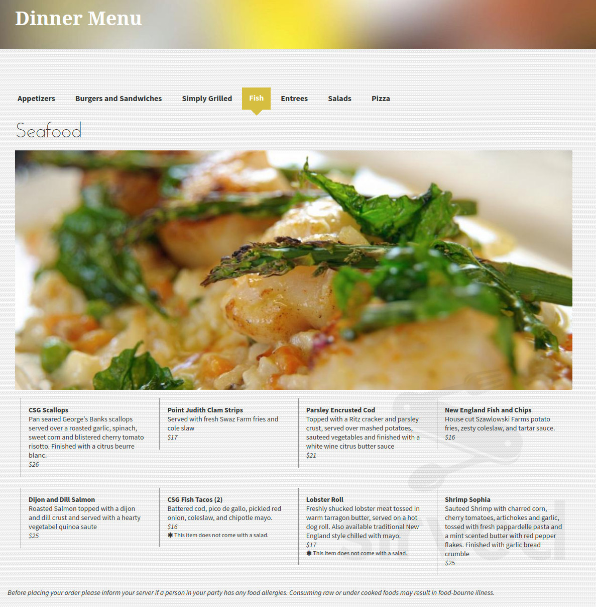 Center Square Grill menu in East Longmeadow, Massachusetts, USA