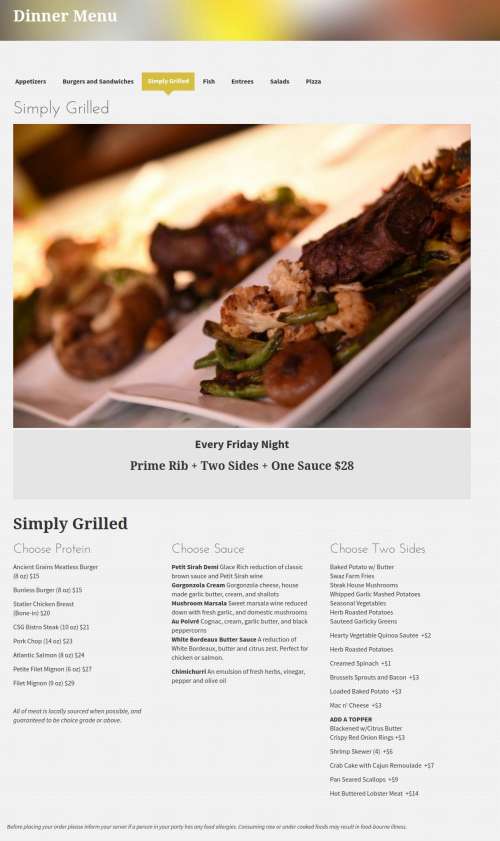 Center Square Grill menu in East Longmeadow, Massachusetts, USA