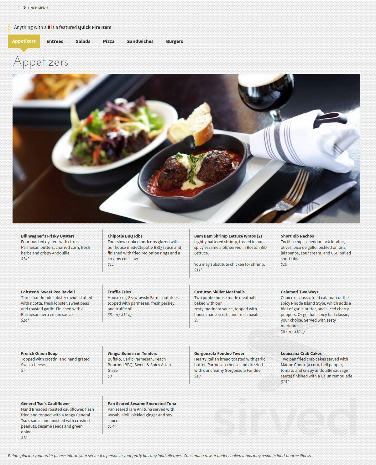 Center Square Grill menu in East Longmeadow, Massachusetts, USA