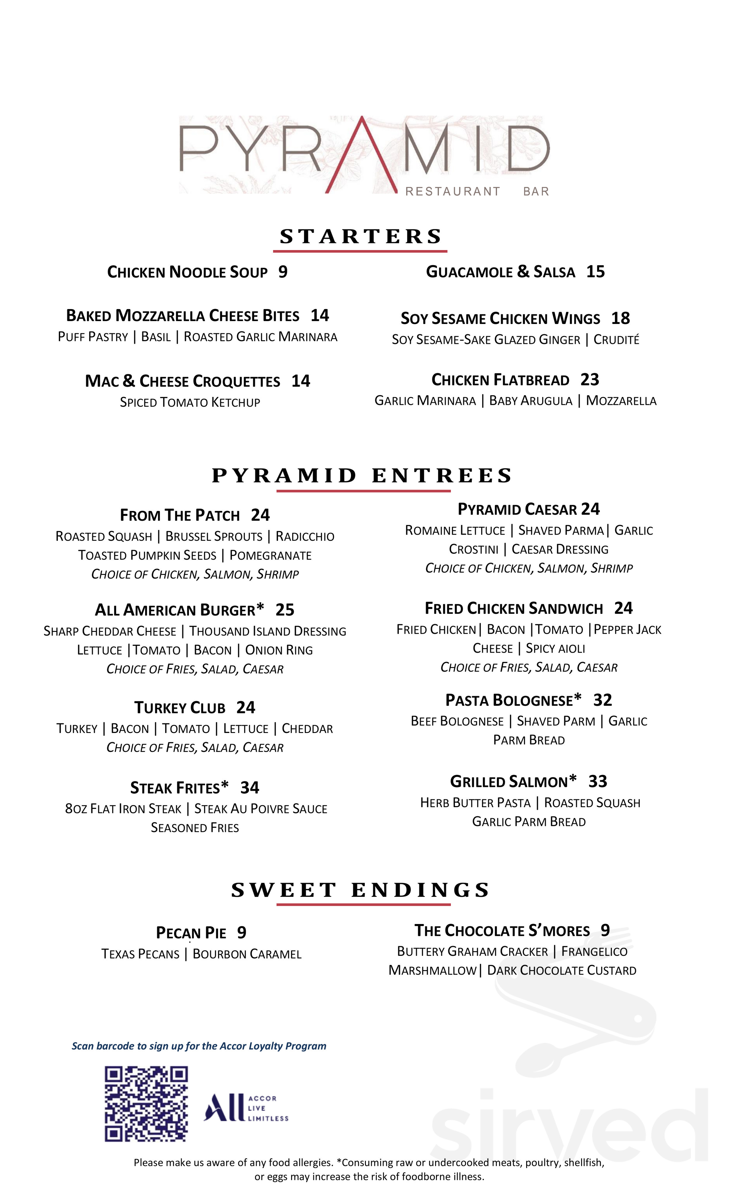 Lobby Bar menu in Dallas, Texas, USA