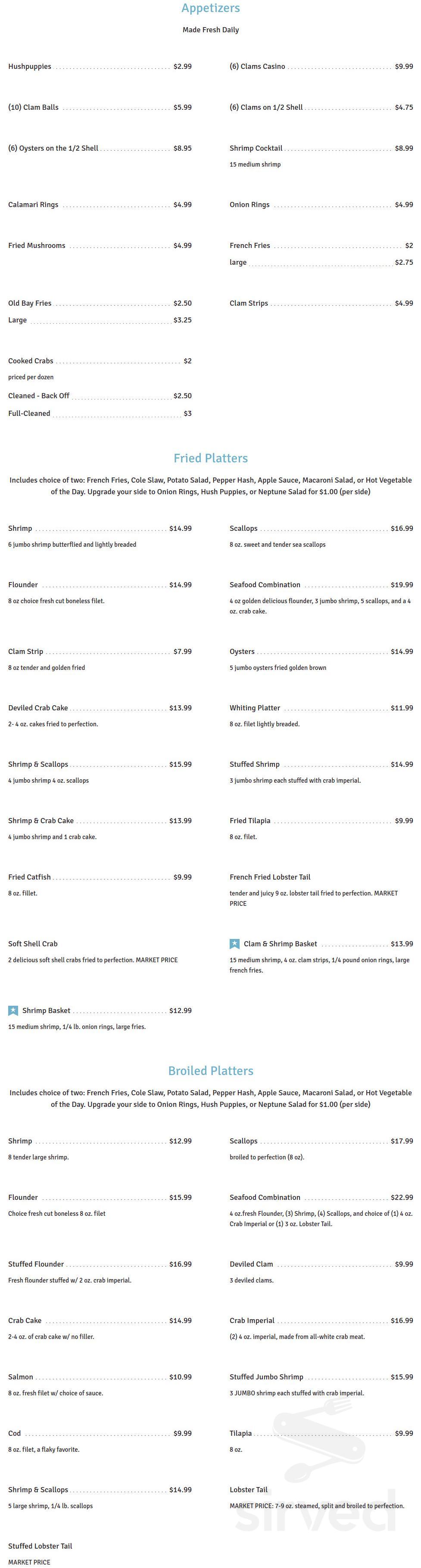 Menu - Northfield NJ's Bob's Seafood Market of Northfield | Sirved