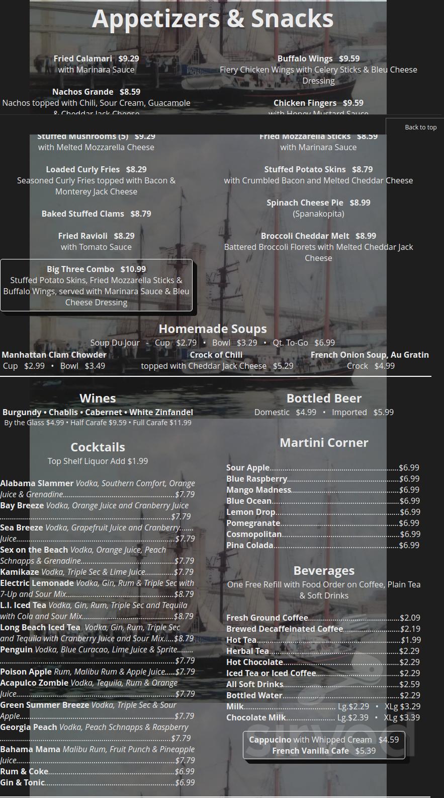 Seaport Diner menus in Port Jefferson Station, New York, United States