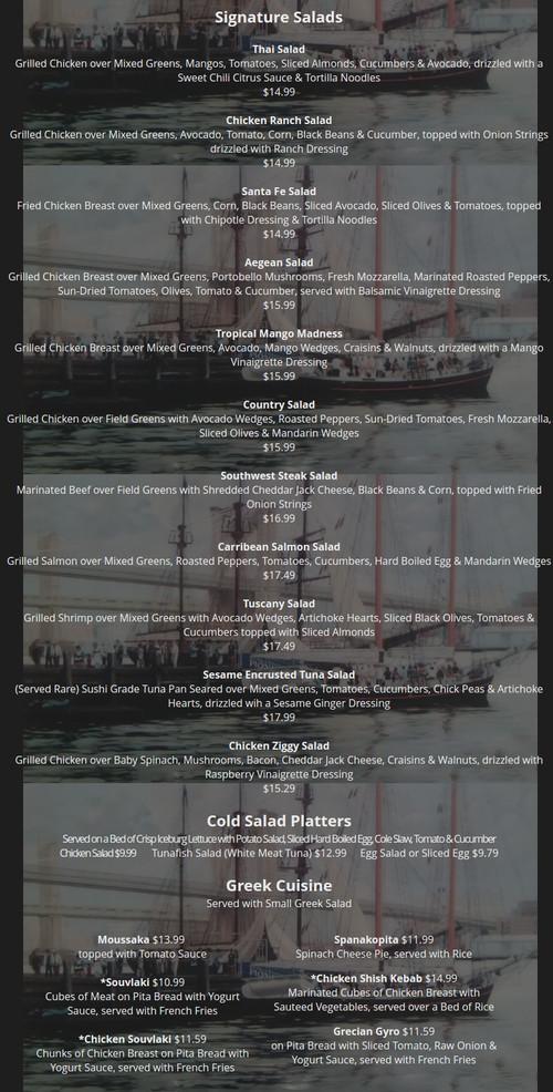 Seaport Diner menu in Port Jefferson Station, New York, USA