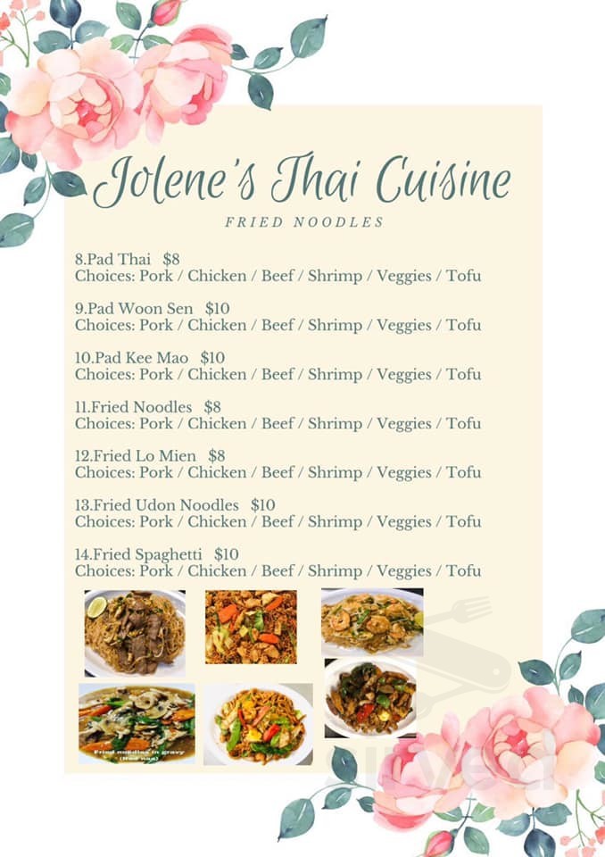 Jolene's Thai Cuisine menu in Brownwood, Texas, USA