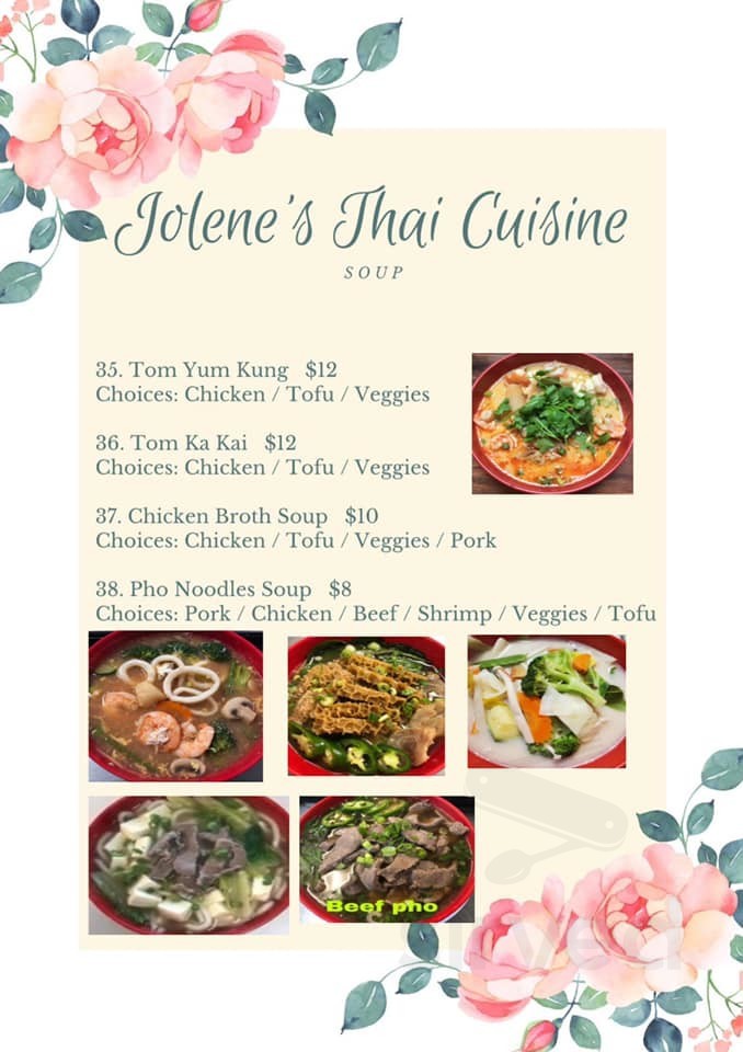 Jolene's Thai Cuisine menu in Brownwood, Texas, USA