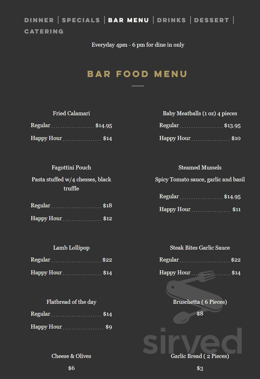 Cafe Vico Restaurant menu in Fort Lauderdale, Florida, USA