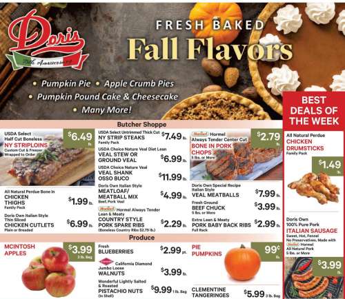 Doris Italian Market & Bakery menu in Boca Raton, Florida, USA