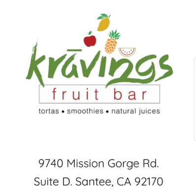 Menu for Kravings fruit bar in Santee, CA | Sirved