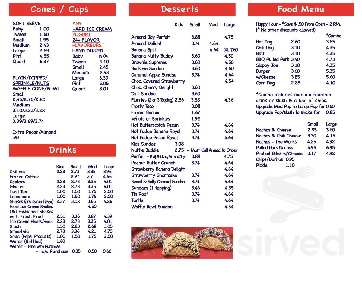 Frosty Boy menu in Adrian, Michigan, USA