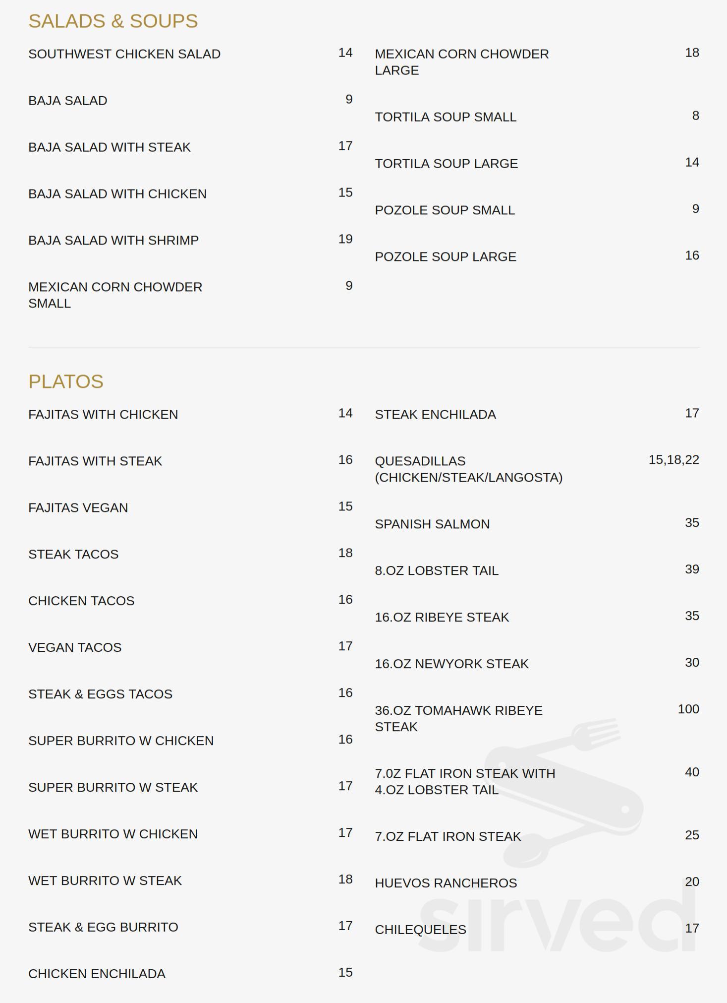 CASA De ASADA menu in San Ramon, California, USA