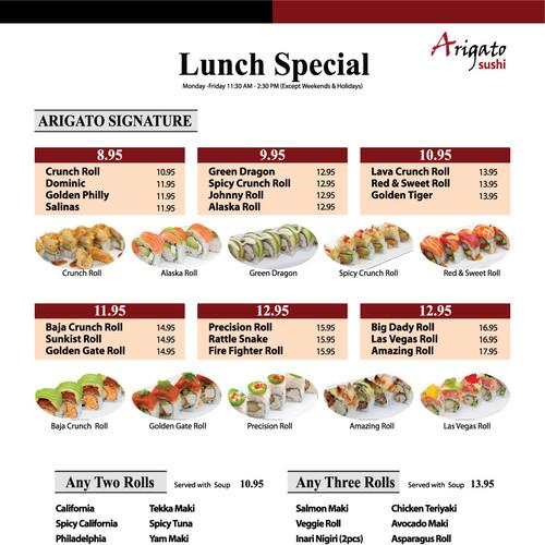 Arigato Sushi menu in Salinas, California, USA