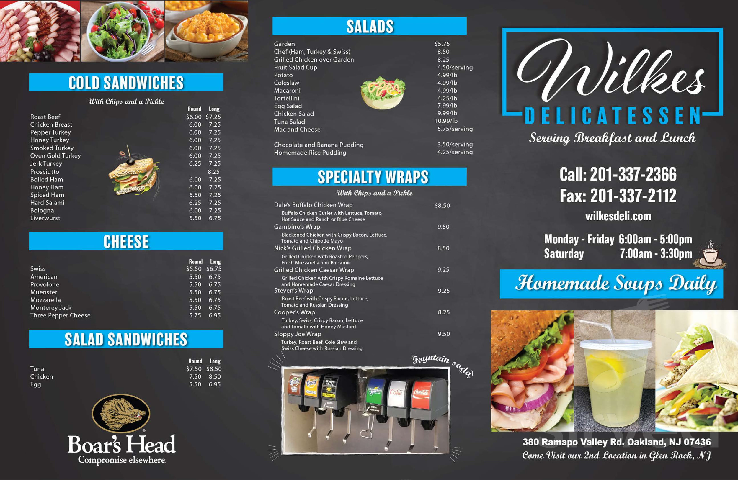 Wilkes Delicatessen menu in Oakland, New Jersey, USA