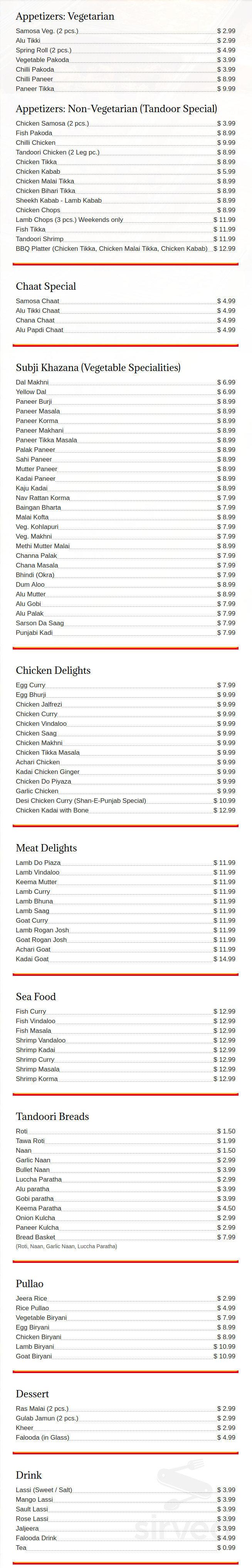 New Shan-E-Punjab menu in Iselin, New Jersey, USA