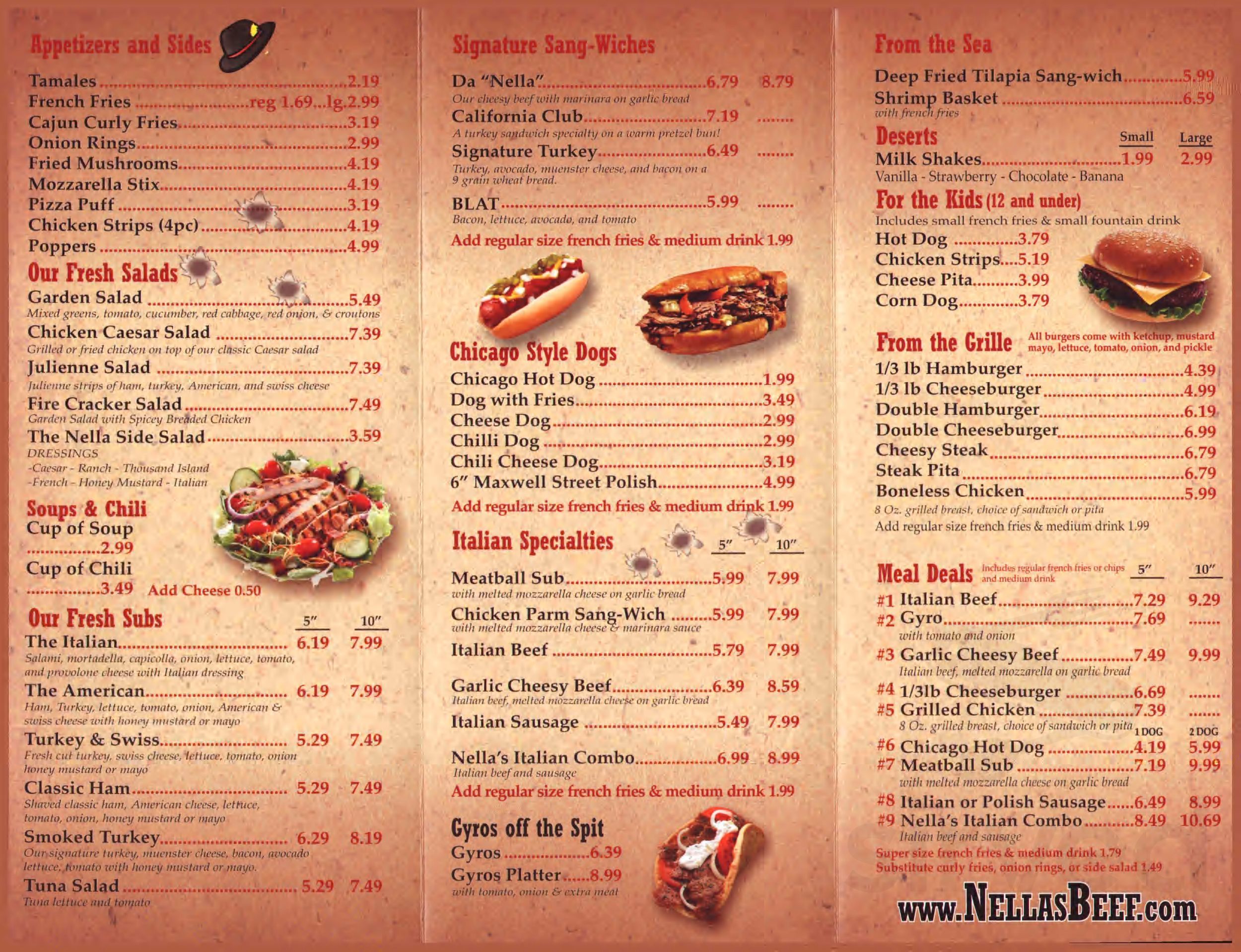 Menu - Elgin IL's Nella's Beef | Sirved