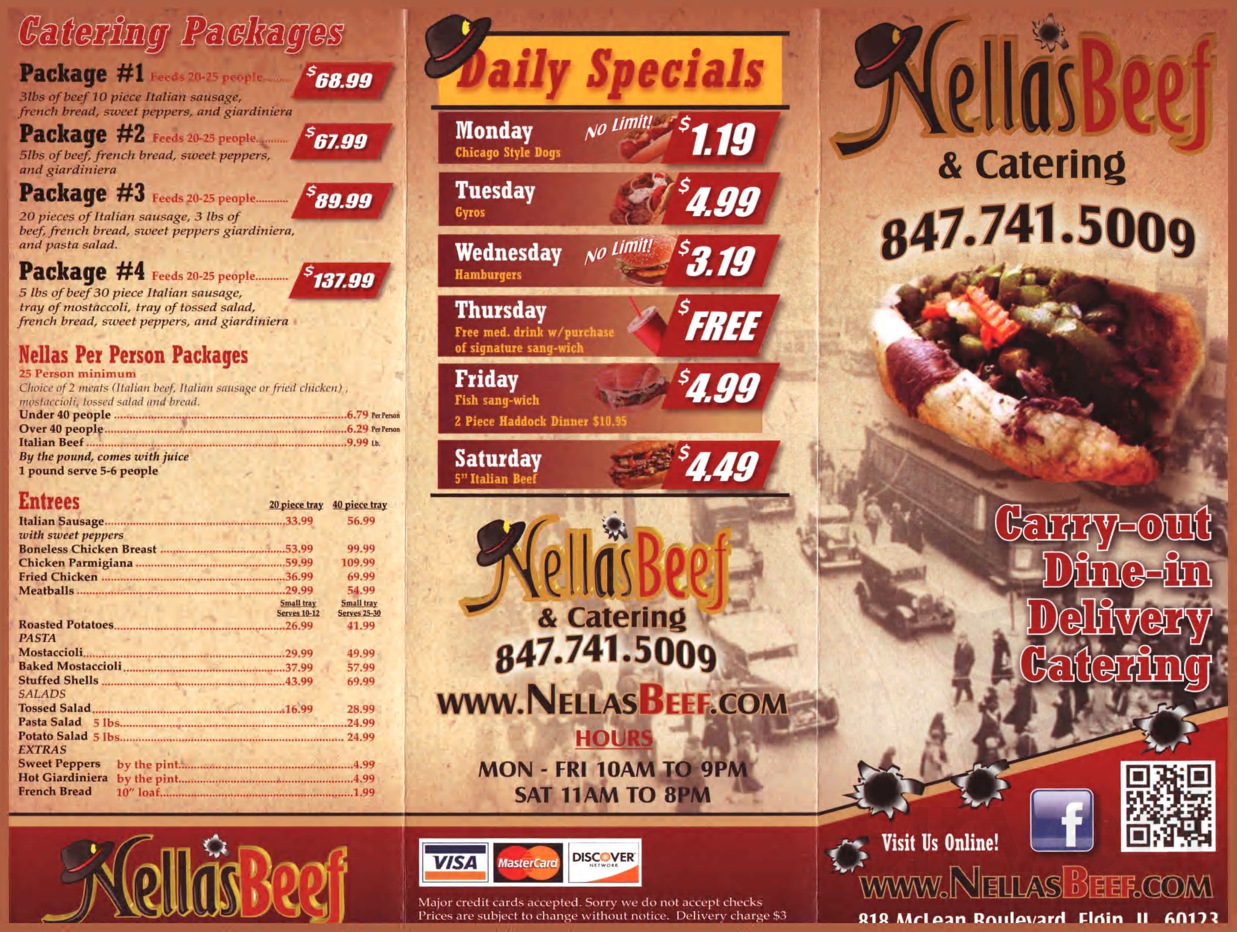 Menu - Elgin IL's Nella's Beef | Sirved