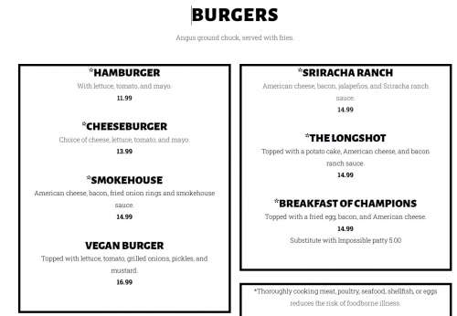 Longshots Sports Cafe menu in Uncasville, Connecticut, USA