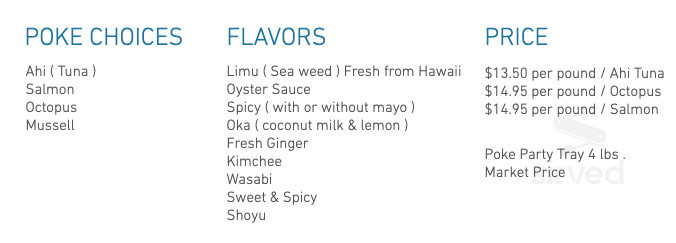 Poke Etc menus in Carson, California, United States