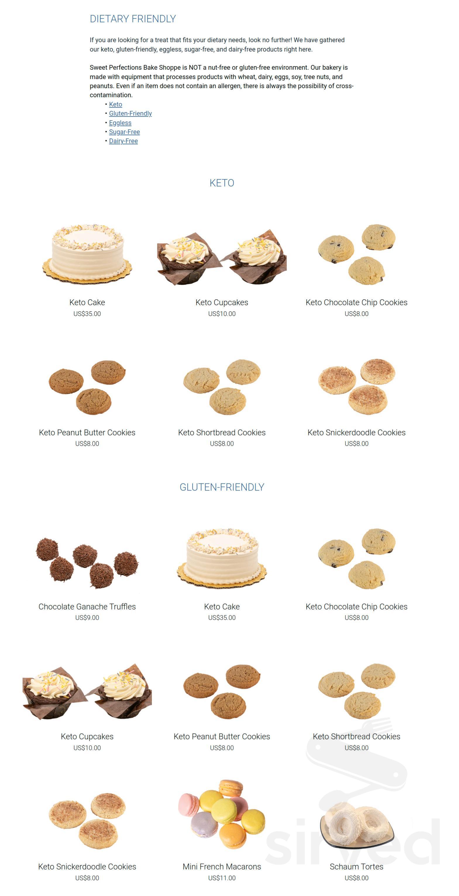 Sweet Perfections Bake Shoppe menu in Waukesha, Wisconsin, USA