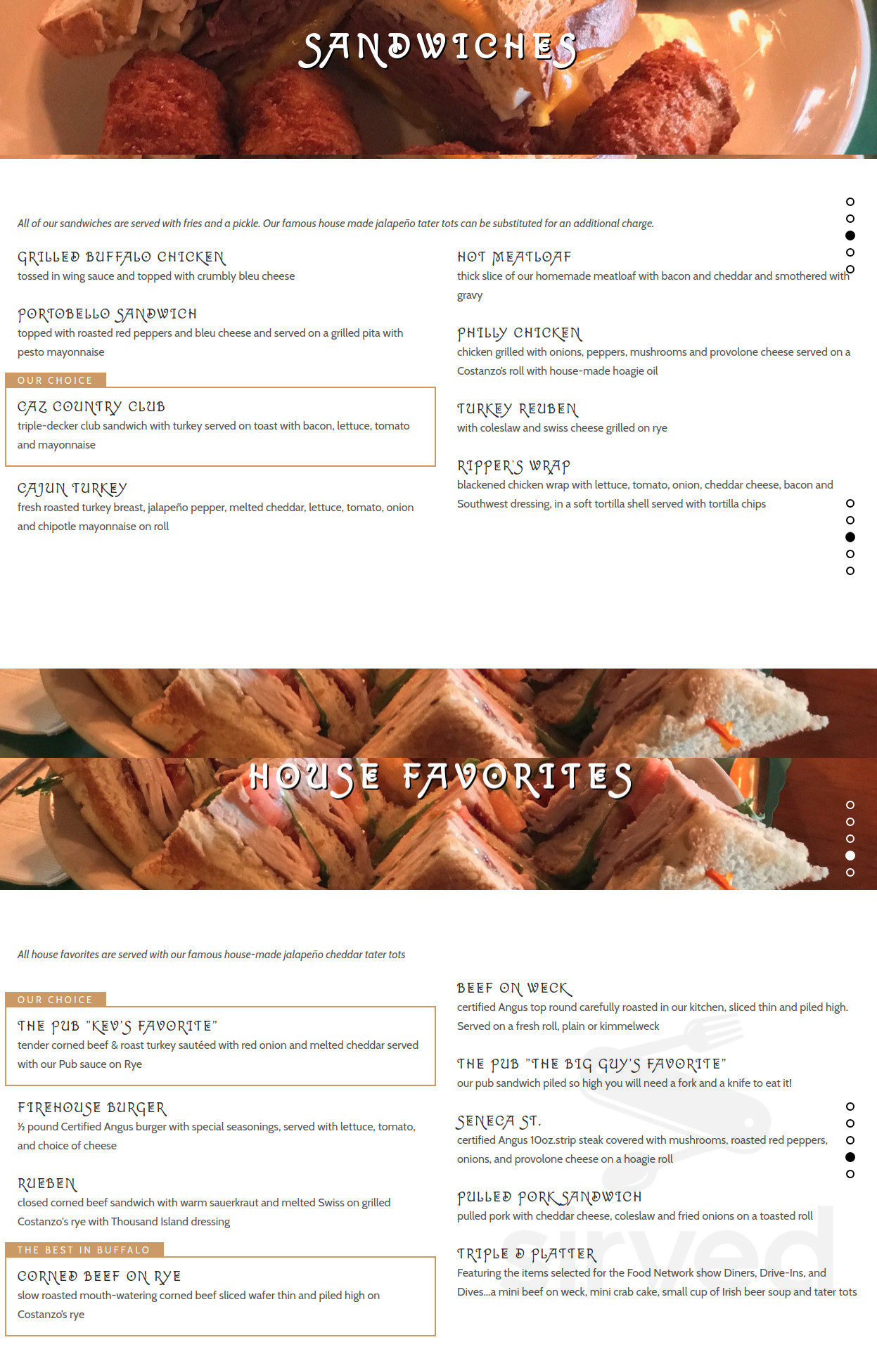 Menu for The Blackthorn Restaurant & Pub in Buffalo, New York, United ...