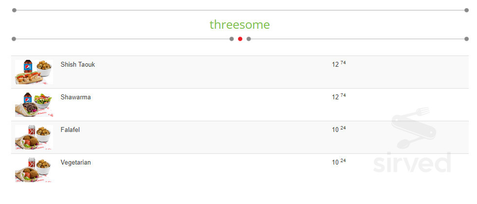 Restaurant Amir menus in Terrebonne, Quebec, Canada