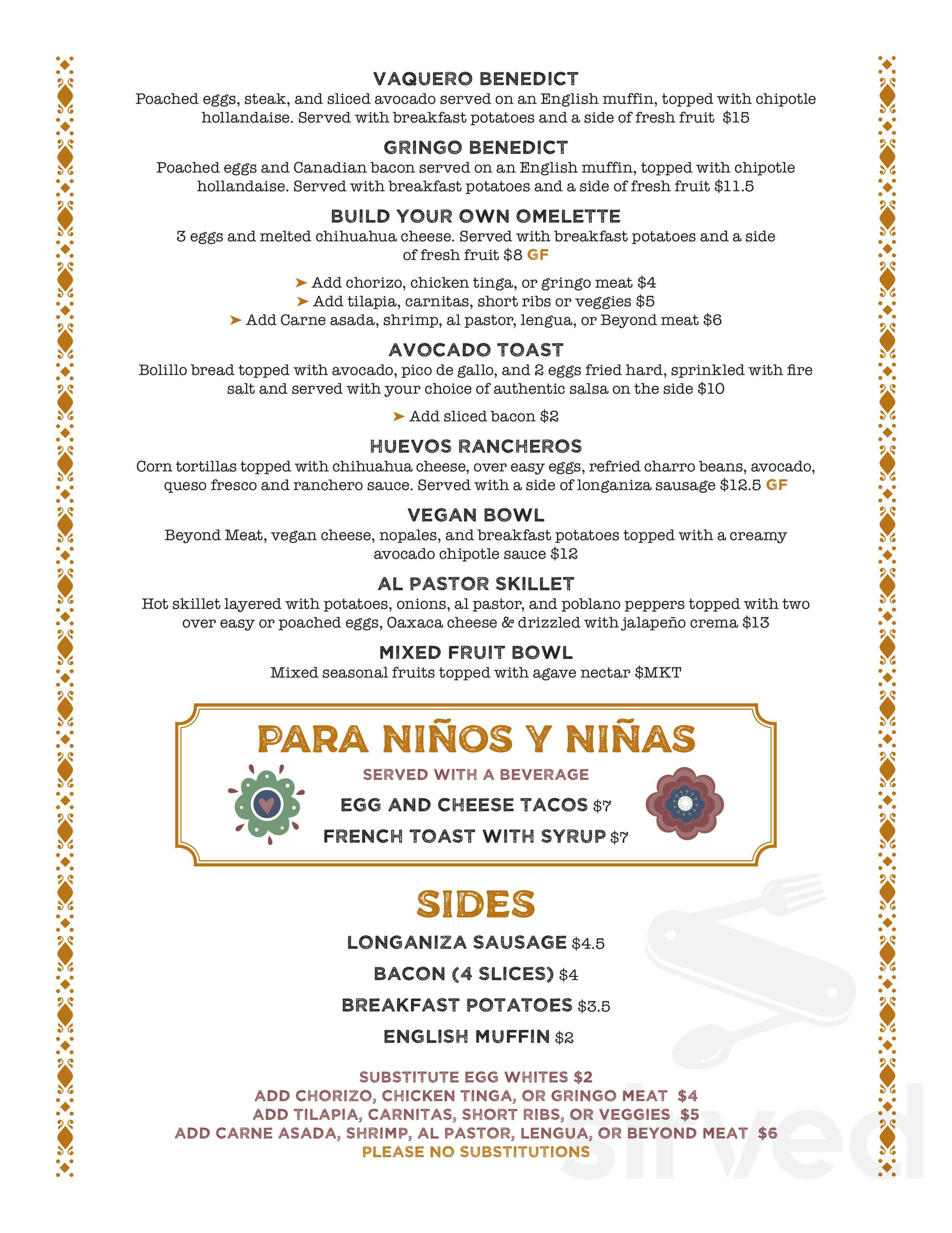 Papi's Tacos menu in Baltimore, Maryland, USA