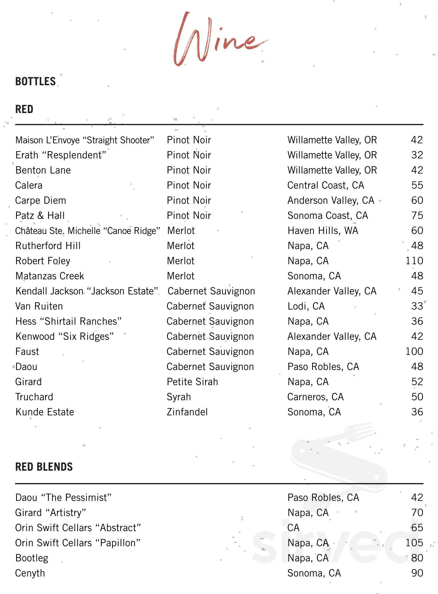 Rebel's Guild menu in Boston, Massachusetts, USA