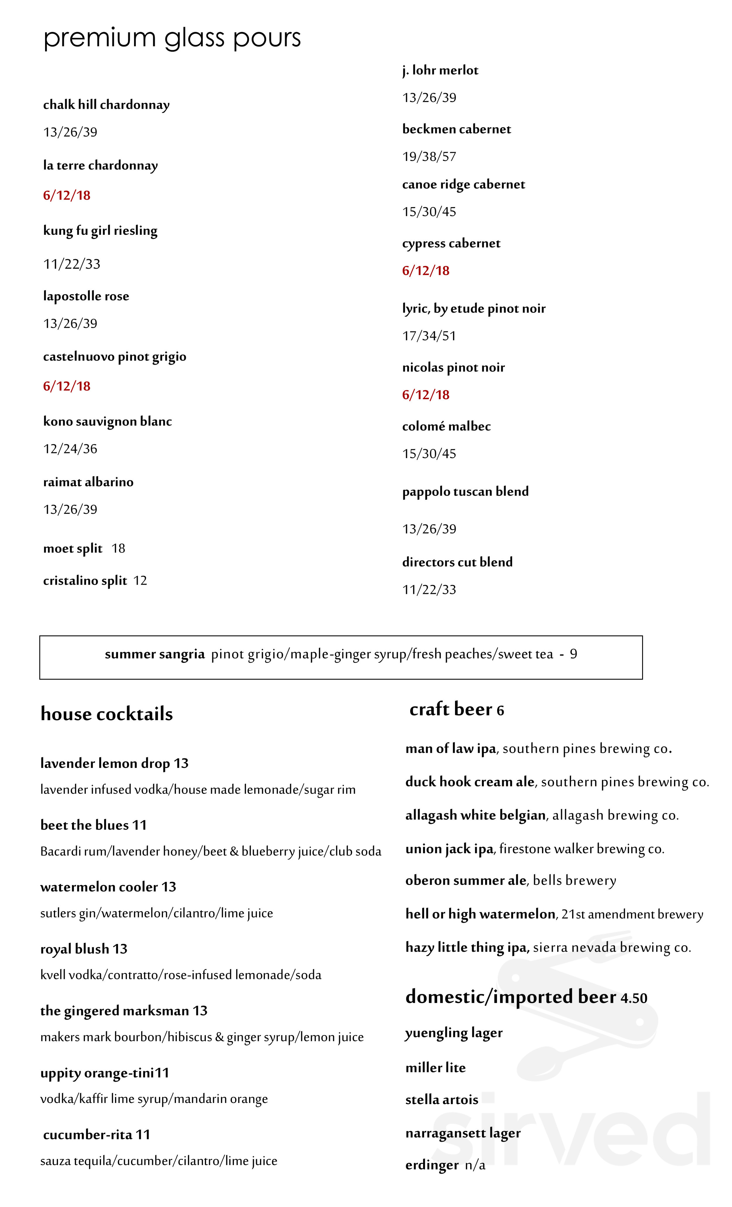 Ironwood Cafe menu in Pinehurst, North Carolina, USA