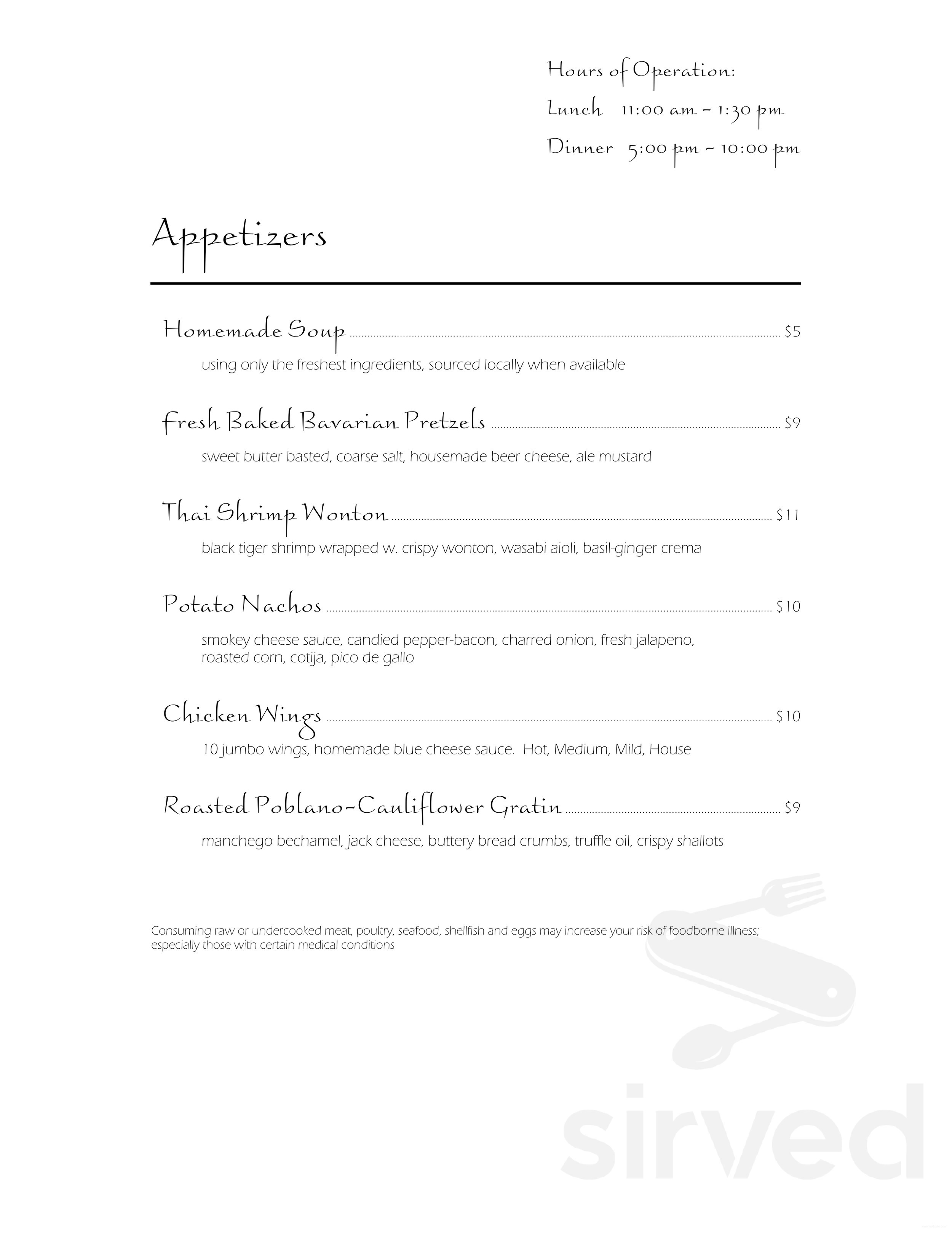 Menu - Binghamton NY's River Bistro | Sirved