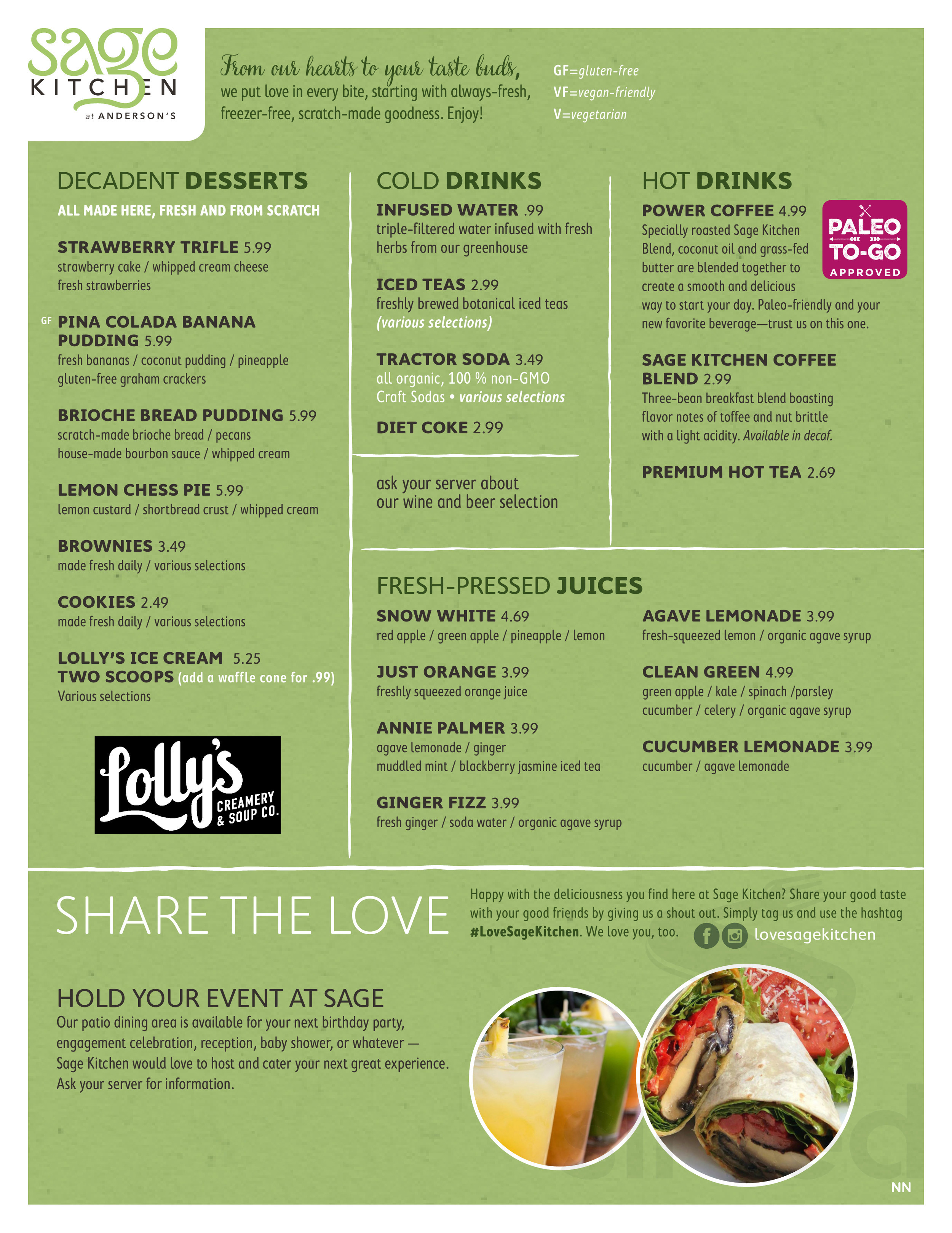 Anderson's Newport News menu in Newport News, Virginia, USA