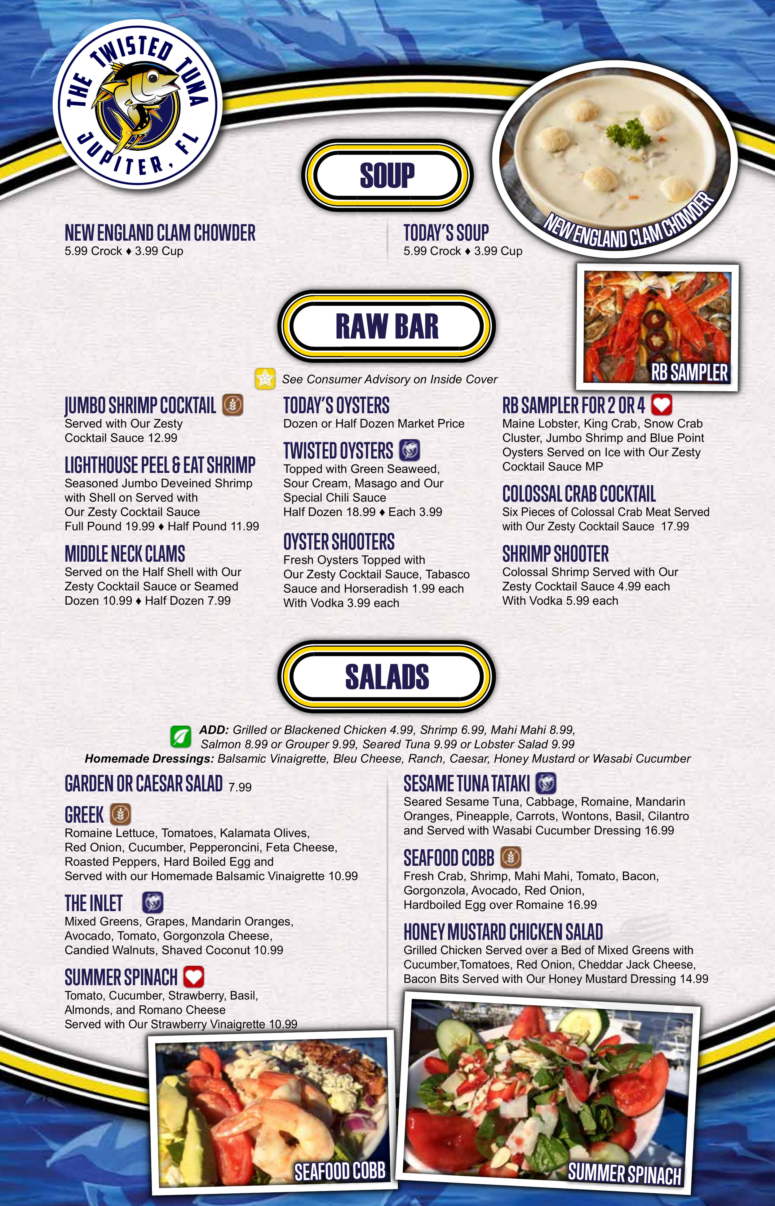 Menu - Jupiter FL's The Twisted Tuna - Jupiter FL | Sirved