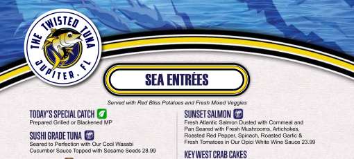 Menu for The Twisted Tuna - Jupiter FL in Jupiter, FL | Sirved