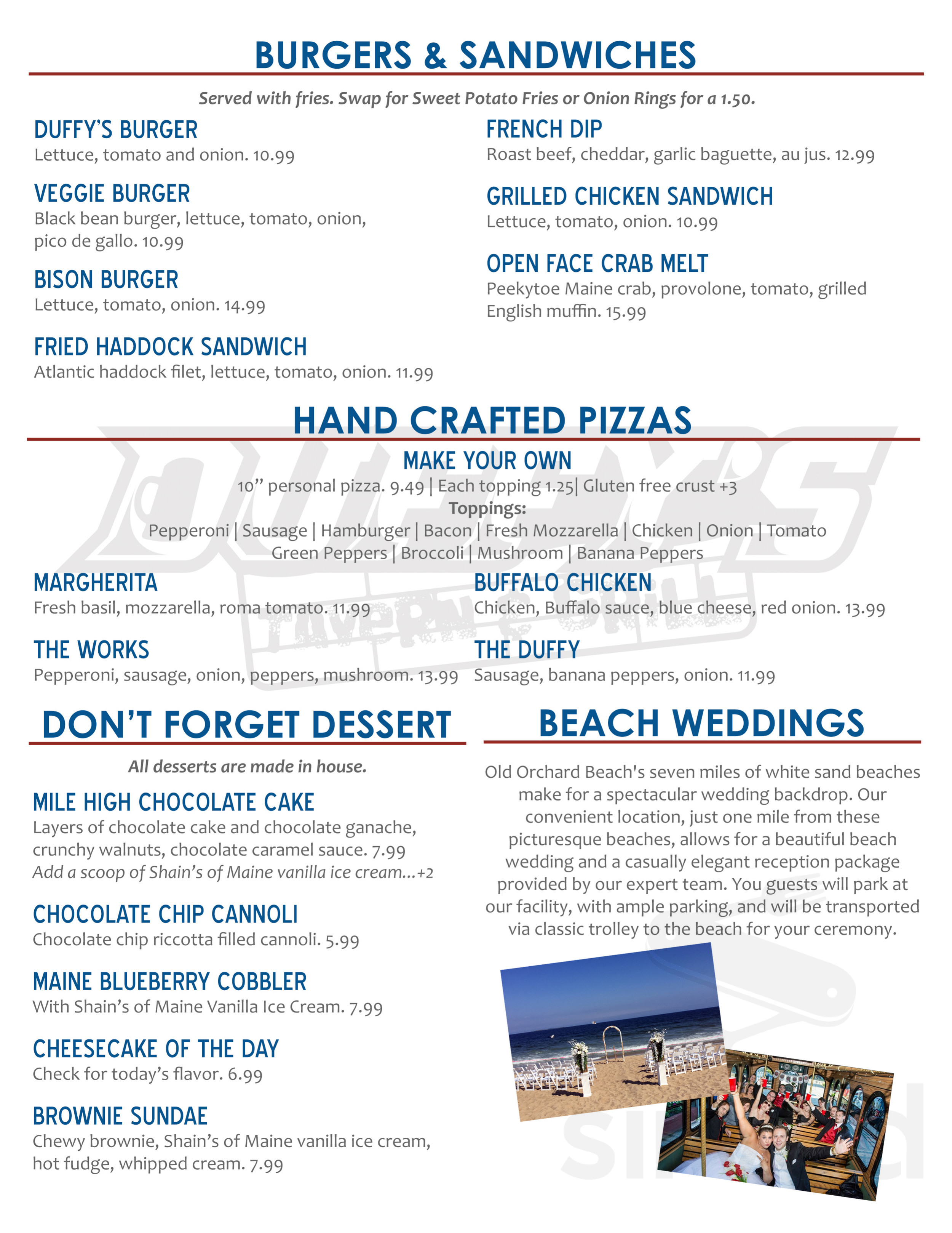 Duffy's Tavern & Grill menus in Kennebunk, Maine, United States