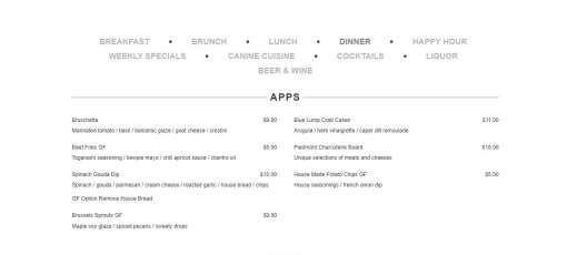Menu for Piedmont Bistro by Venue in Lincoln, NE | Sirved