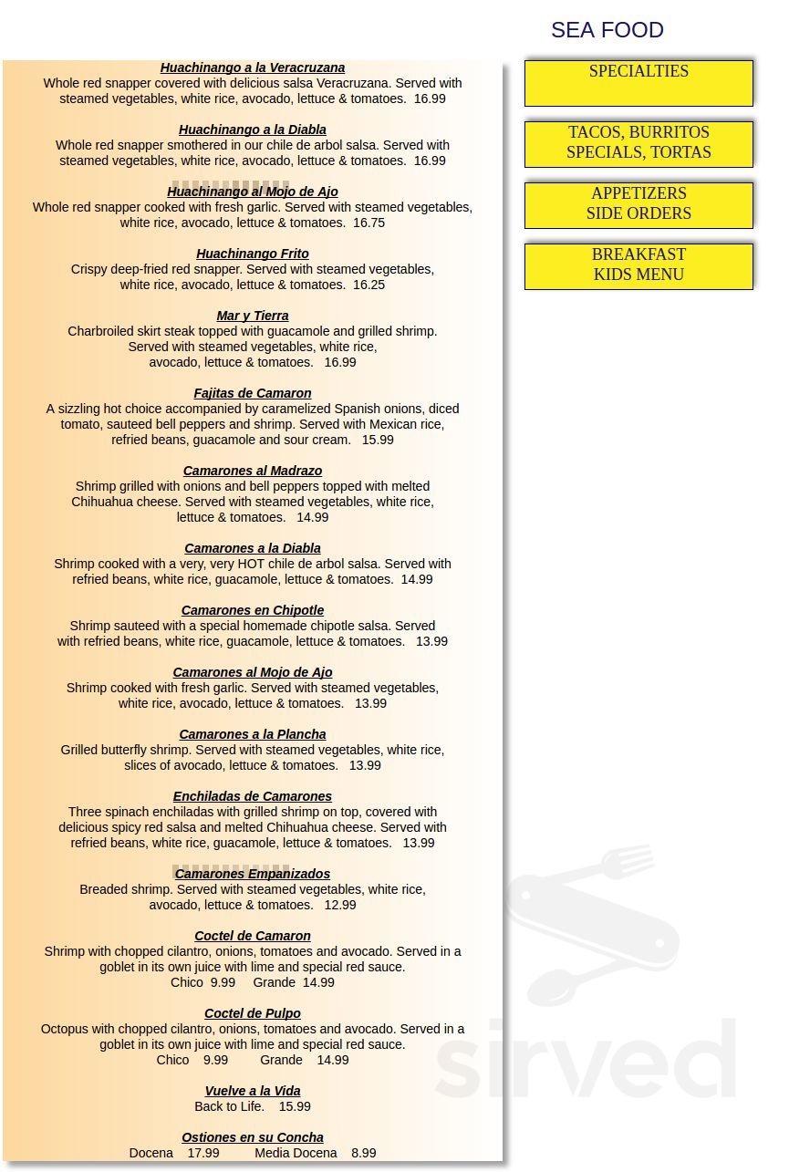 Los Fernandez Taqueria menus in Streamwood, Illinois, United States