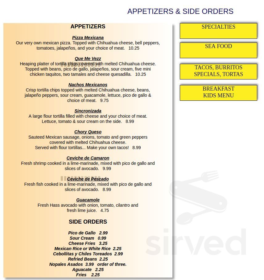 Los Fernandez Taqueria menus in Streamwood, Illinois, United States