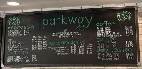Parkway Cafe & Terrace menu in Dallas, Texas, USA