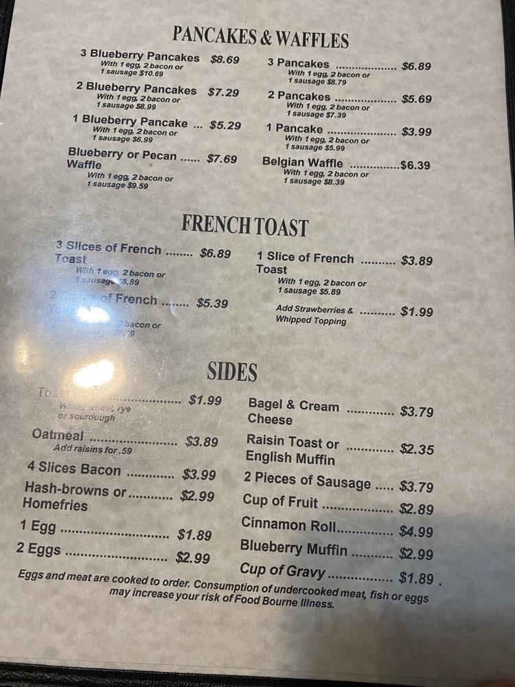 Mickey D's Cafe menu in Apache Junction, Arizona, USA