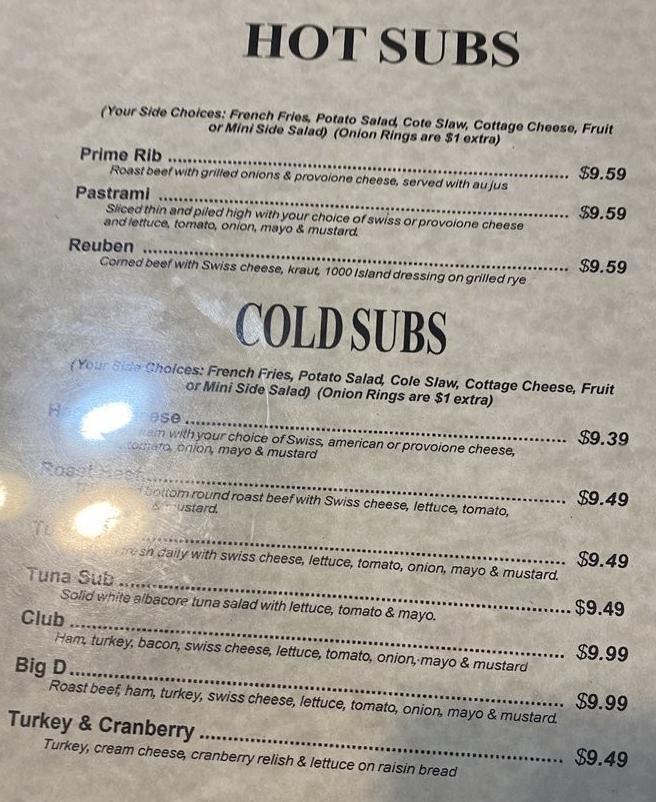 Mickey D's Cafe menu in Apache Junction, Arizona, USA