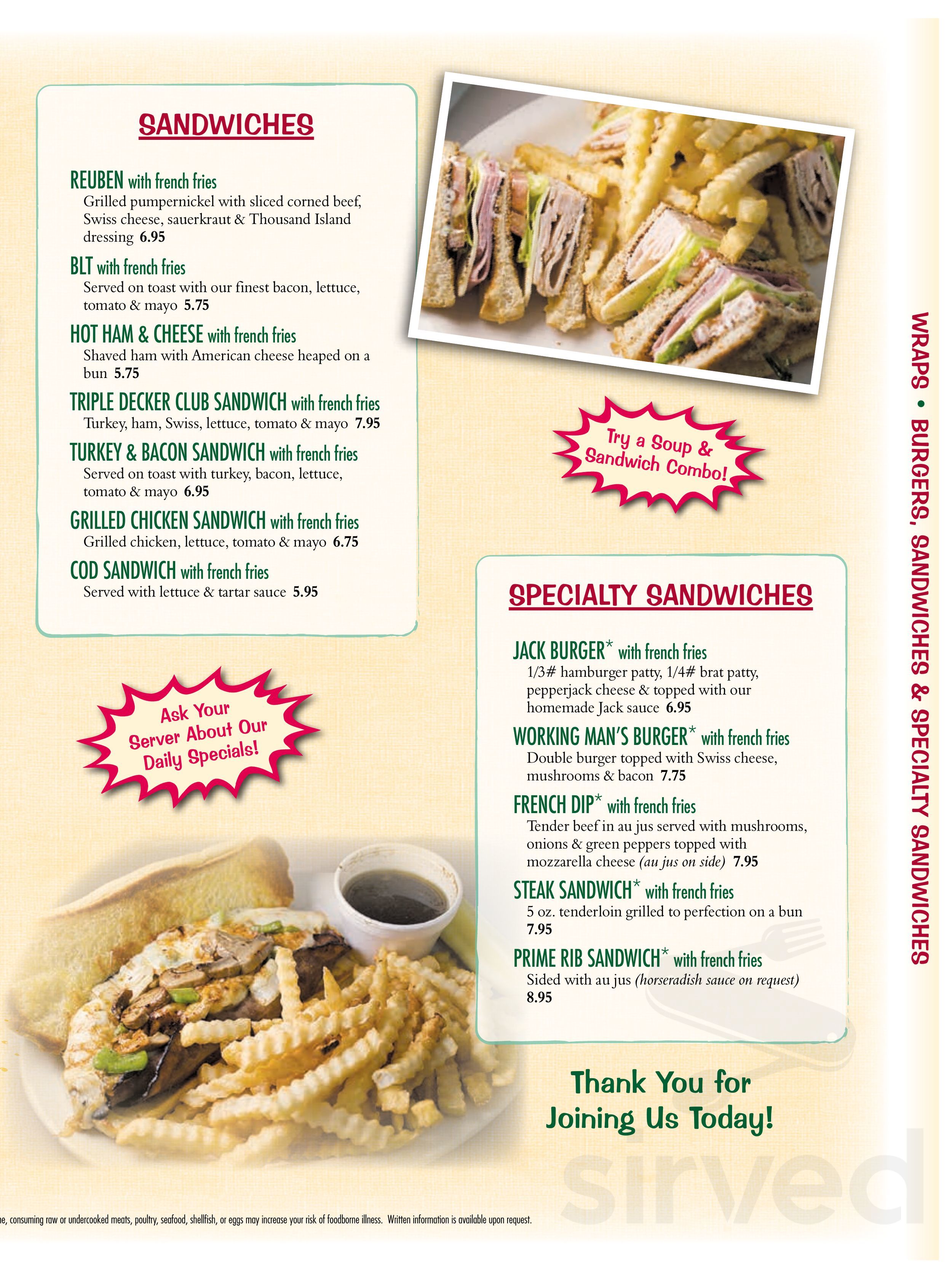 Applejack's Restaurant & Pub menu in Marinette, Wisconsin, USA