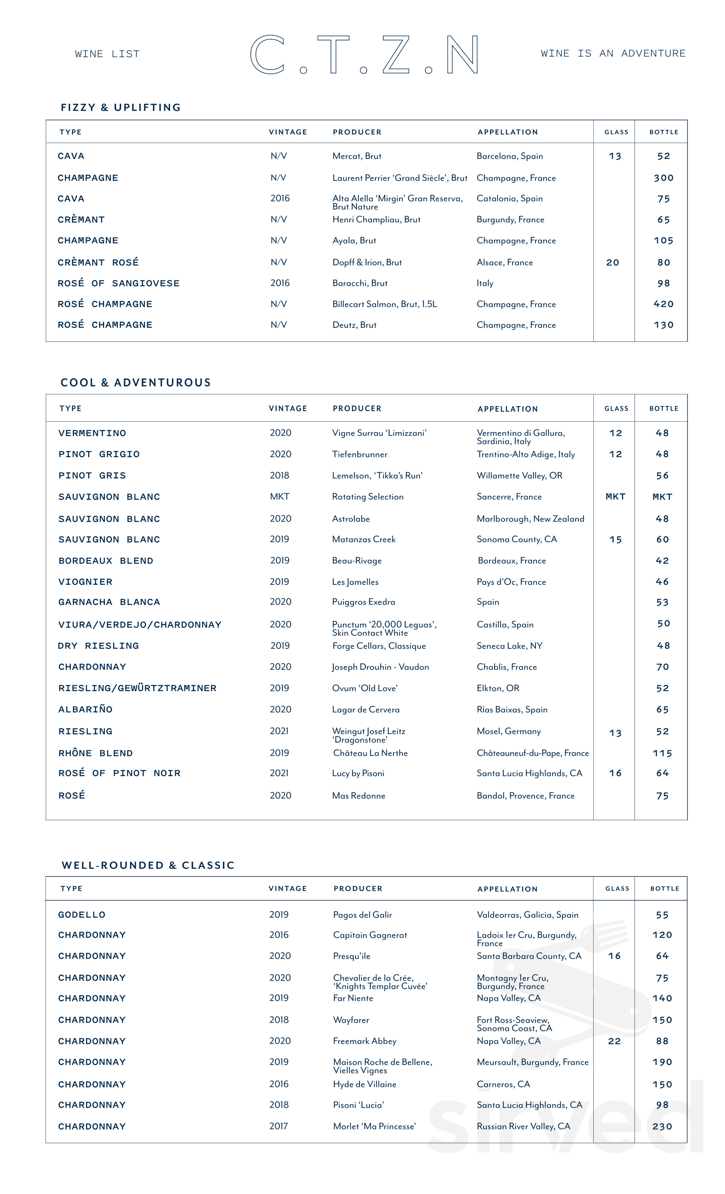 The Citizen menu in Alys Beach, Florida, USA