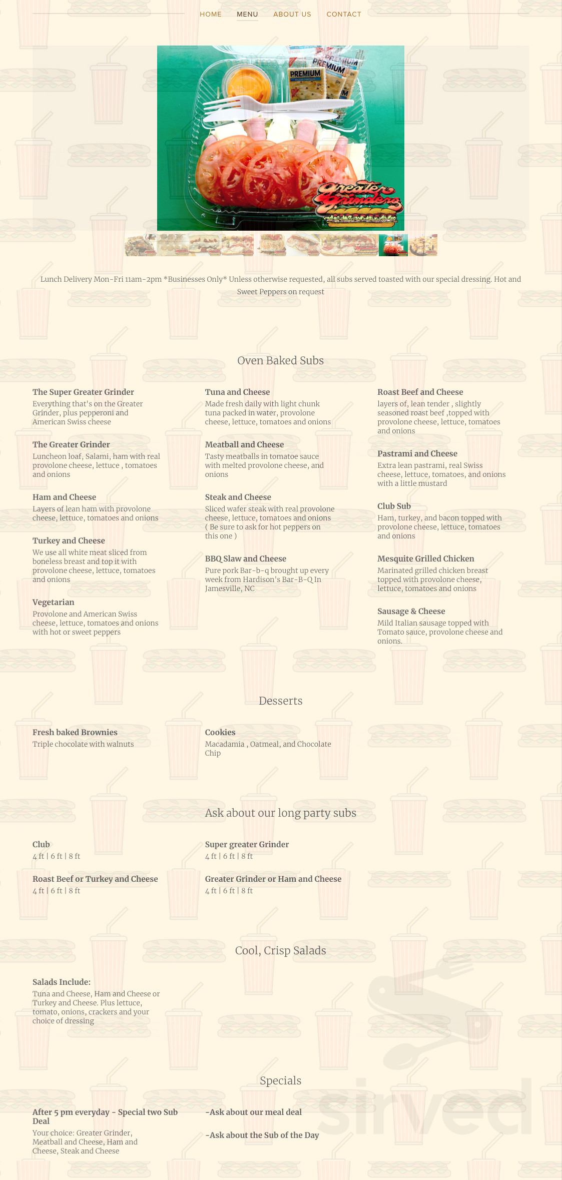 Menu for Greater Grinders Submarines in Portsmouth, VA | Sirved