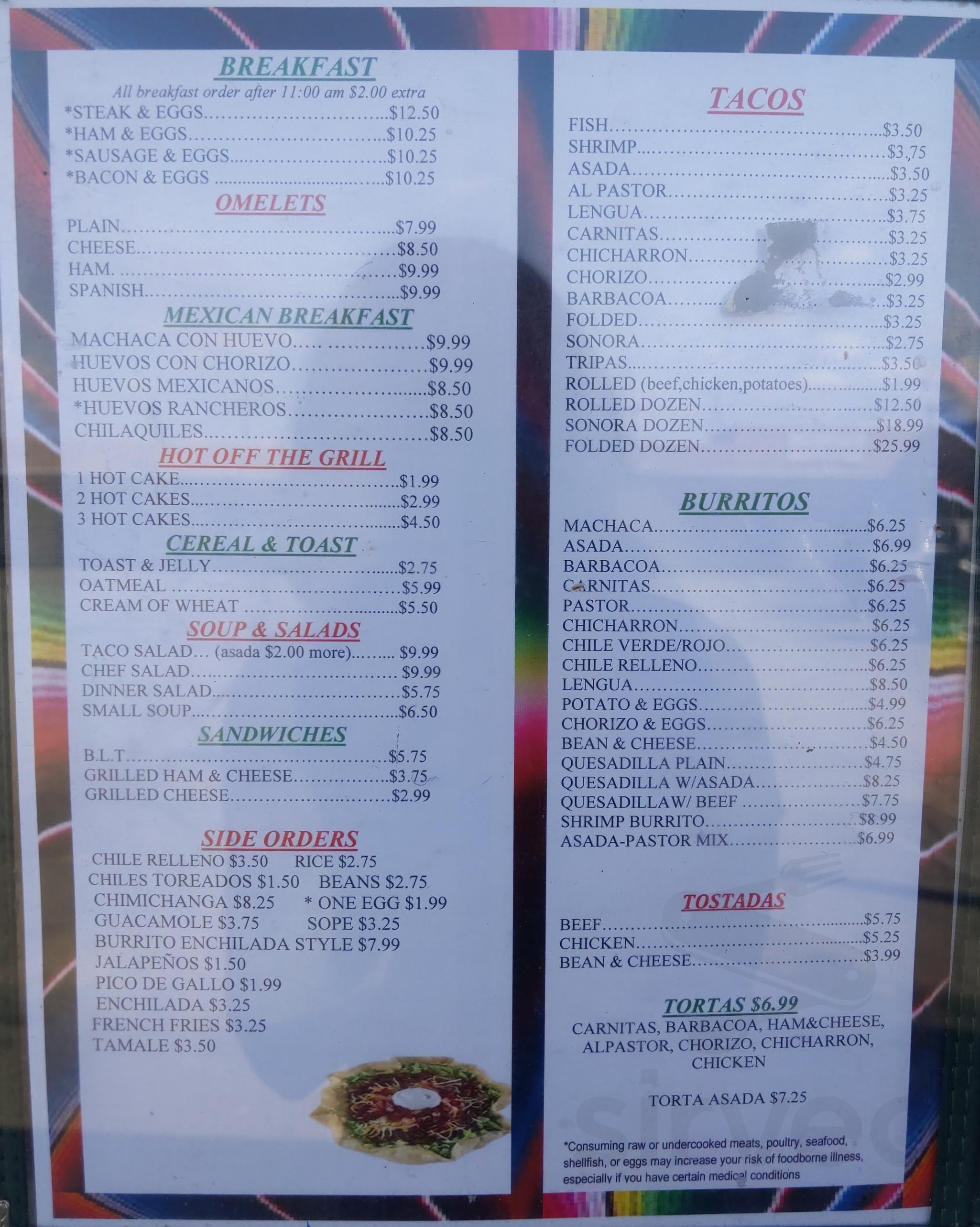 Tacos Mi Ranchito menus in Yuma, Arizona, United States