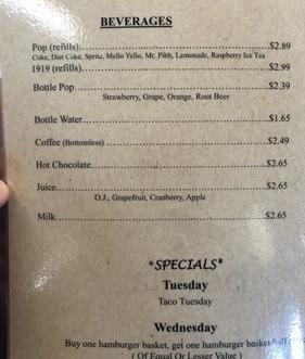 Millside Tavern menu in St Michael, Minnesota, USA